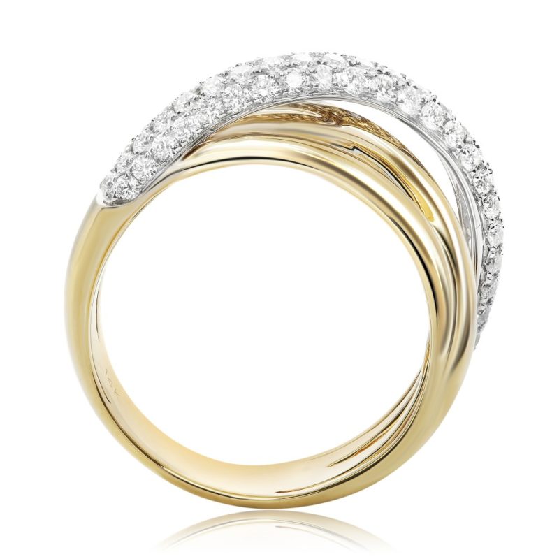 YELLOW GOLD OVERLAPPING DIAMOND RING | My Jewel Shop